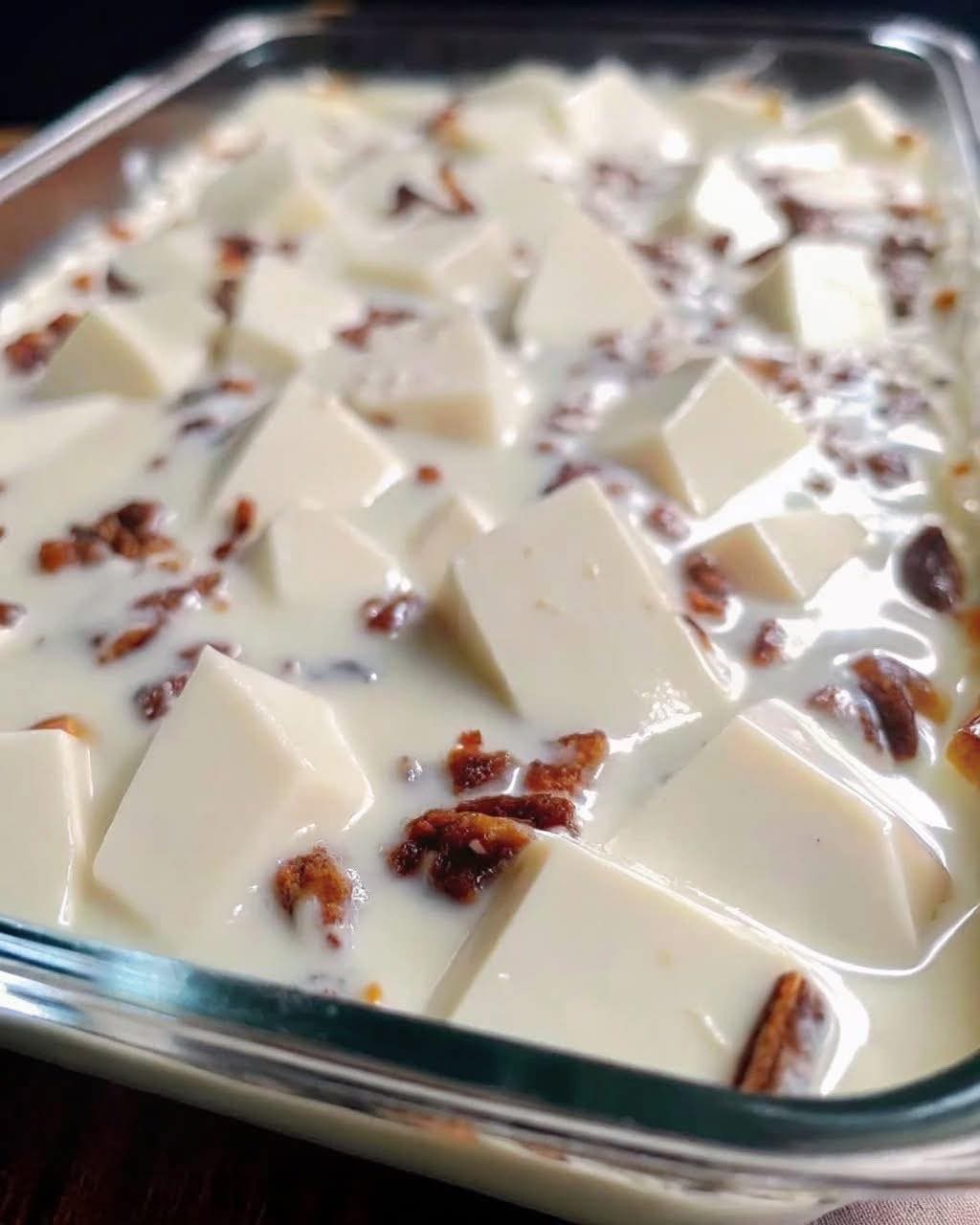 🥄 Gelatina de Nuez con Queso CremaCremosa, con trocitos de gelatina y ...